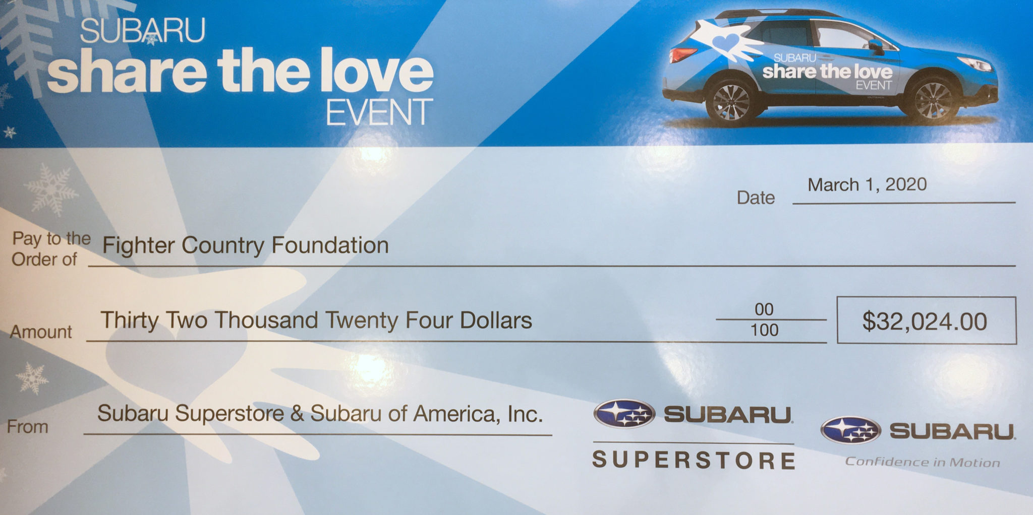 Thank You Subaru Superstore of Surprise! > Fighter Country Foundation